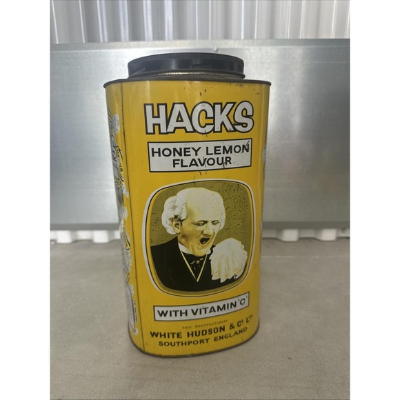Art | Rare Yellow Hacks Vintage Cough Drop Tin 5lb Tin 11 Tall Vintage ...